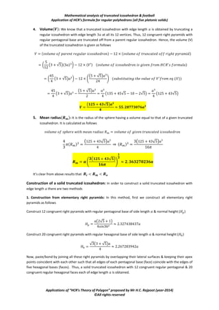 Mathematical analysis of truncated icosahedron & identical football by ...