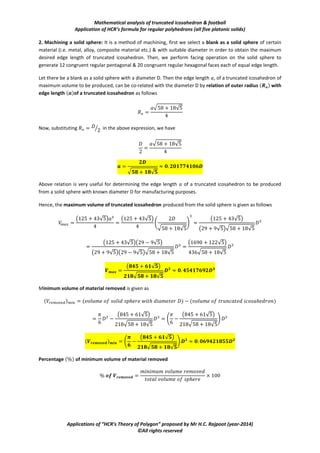 Mathematical analysis of truncated icosahedron & identical football by ...