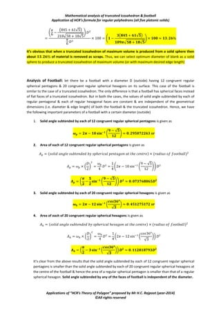 Mathematical analysis of truncated icosahedron & identical football by ...