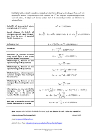 Mathematical analysis of truncated rhombic dodecahedron (HCR's Polyhedron) | PDF | Physics | Science