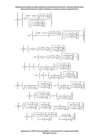 Mathematical analysis of n-gonal trapezohedron with 2n congruent right ...