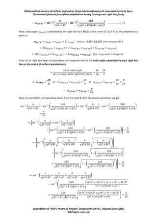 Mathematical analysis of n-gonal trapezohedron with 2n congruent right ...