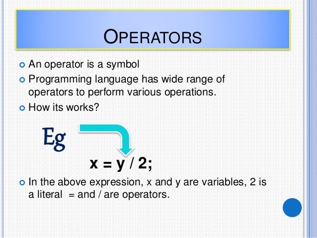 Mathematical and logical operators