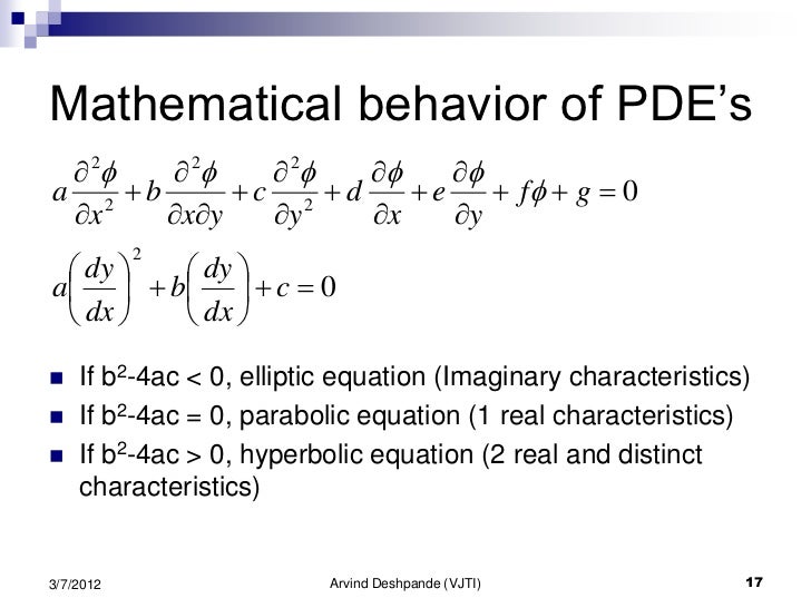 Mathematical behaviour of pde's