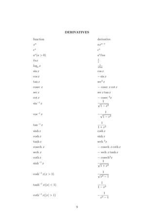 Mathematical formula tables | PDF | Physics | Science