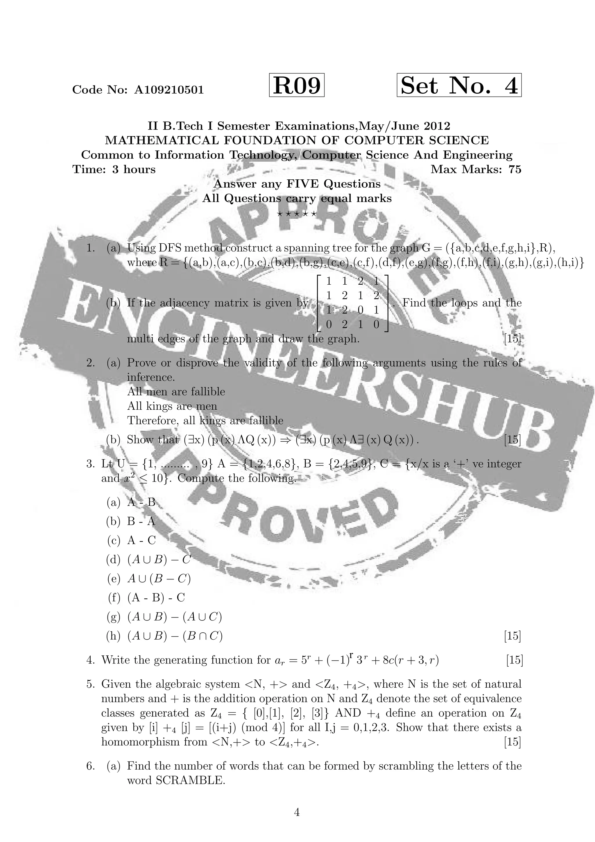 Mathematicalfoundationofcomputerscience | PDF