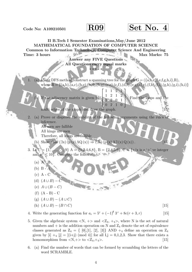 Mathematicalfoundationofcomputerscience | PDF