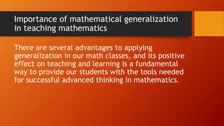Mathematical generalization | PPTX