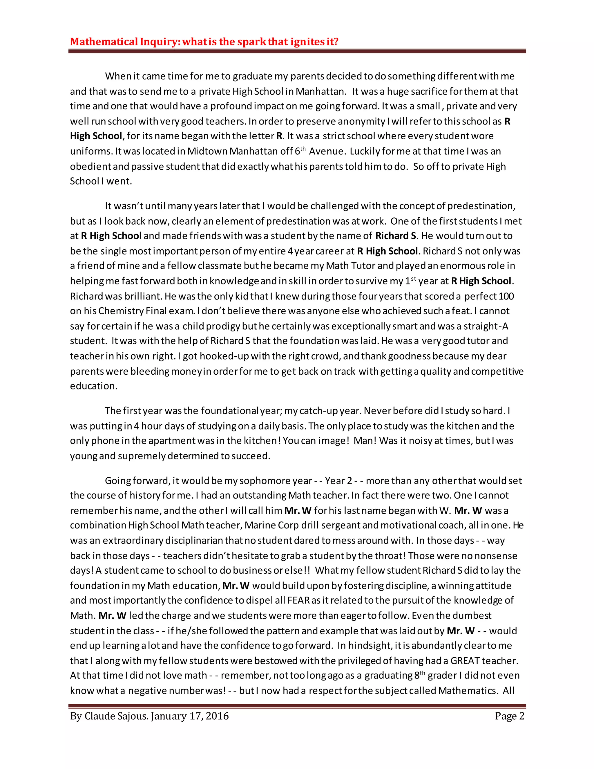 Mathematical inquiry spark | PDF