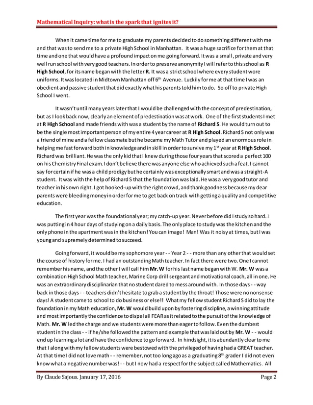 Mathematical inquiry spark | PDF