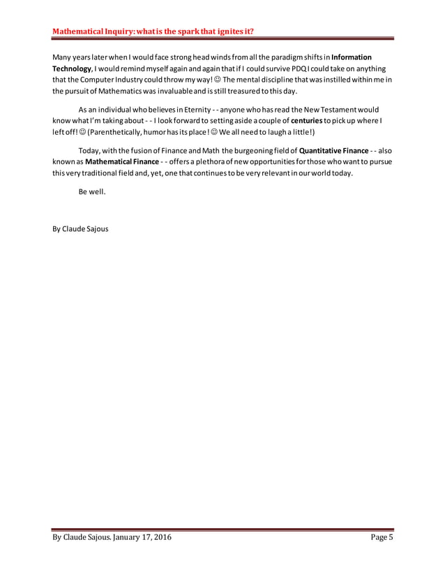 Mathematical inquiry spark | PDF