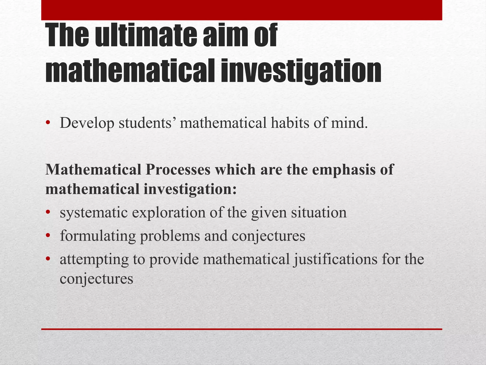 Mathematical Investigation And Modelling Ppt