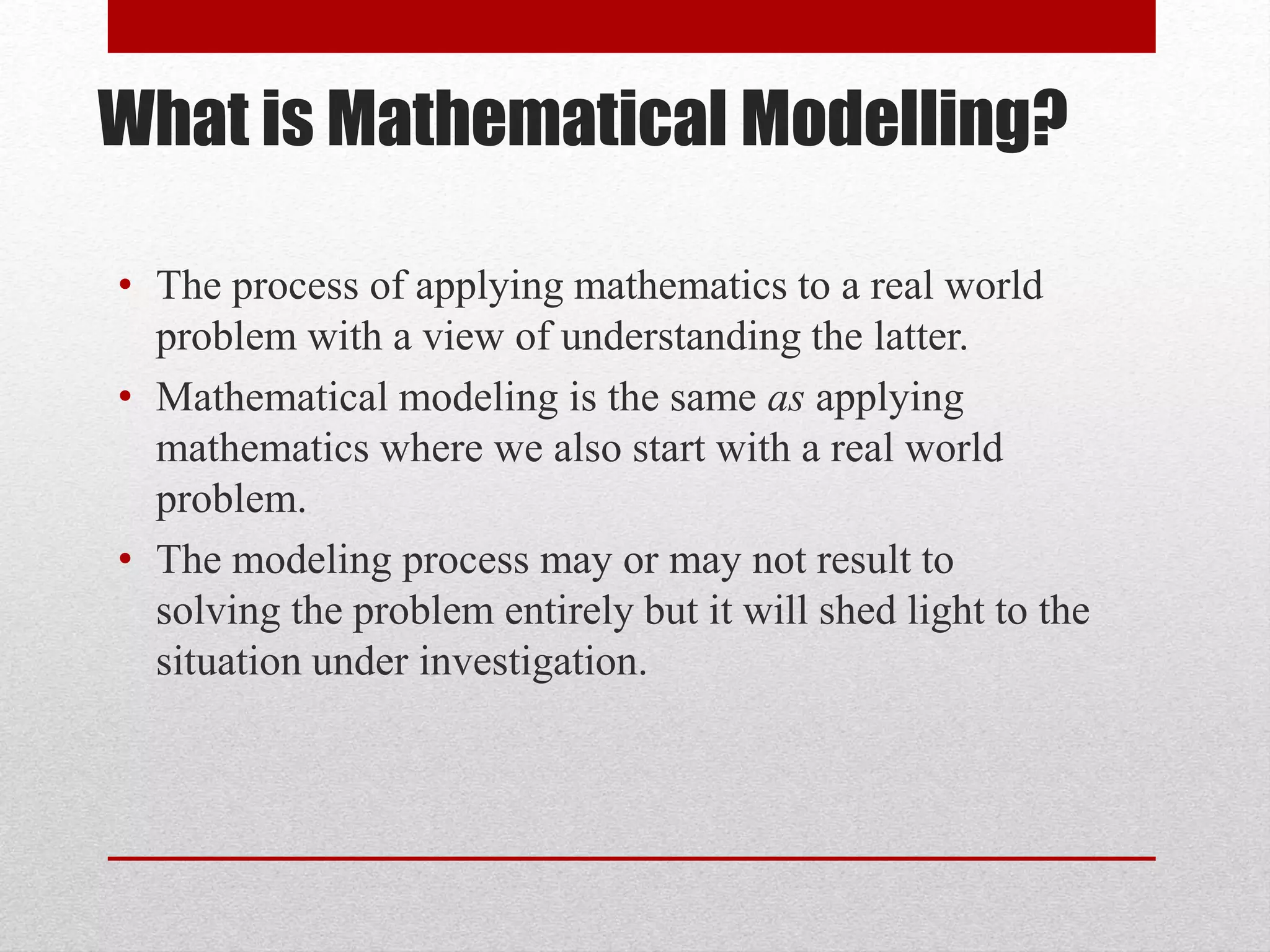 Mathematical Investigation and Modelling | PPTX