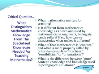 Mathematical knowledgeforteaching | PPT