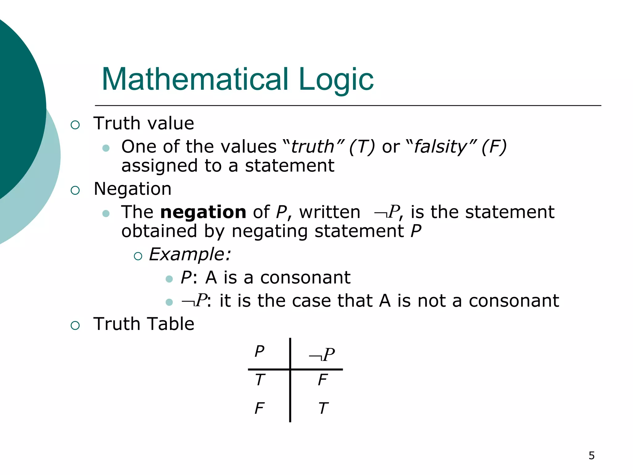 Mathematical Logic - Part 1 | PPT