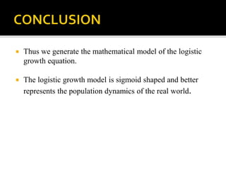 Matlab Code for Logistic Growth Model | PPTX