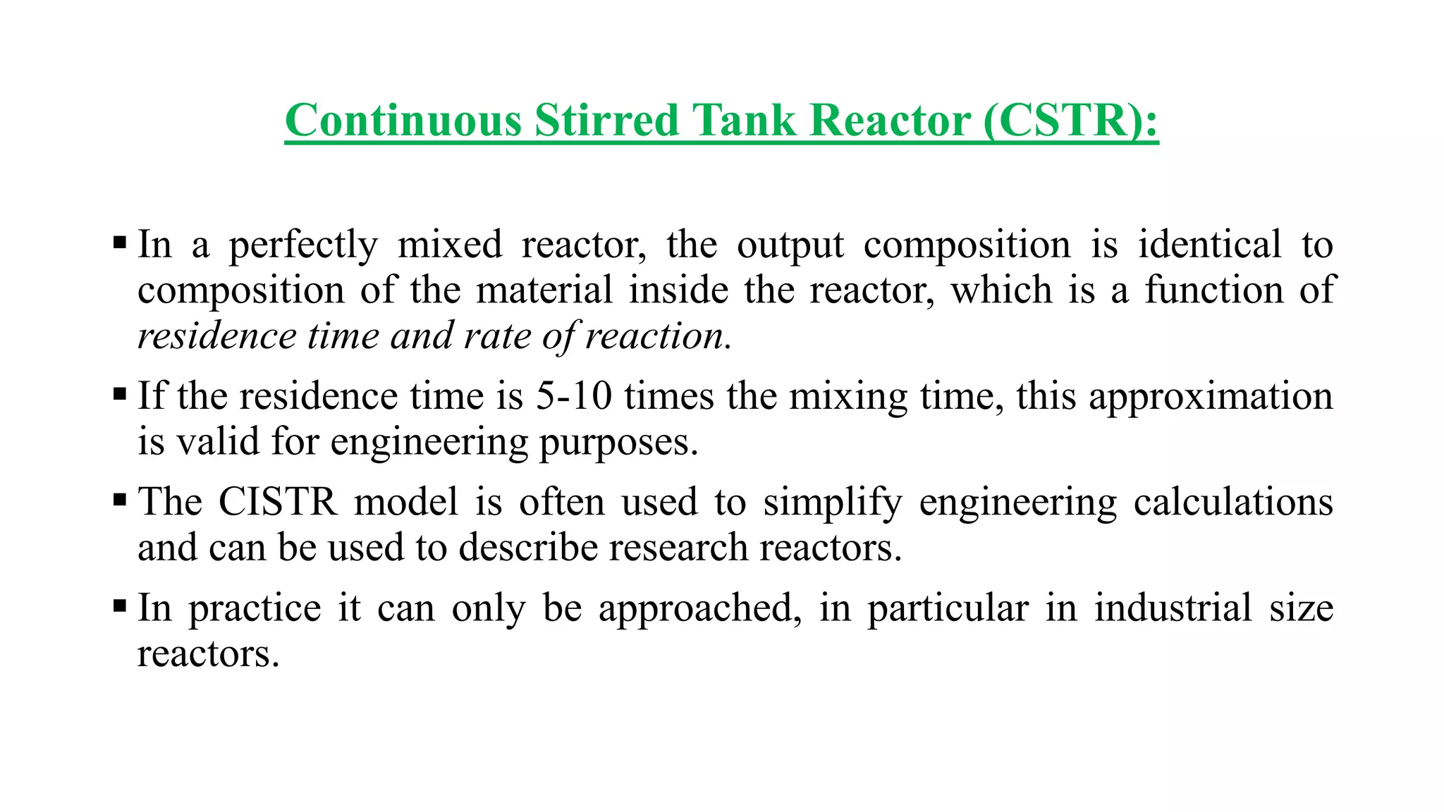 Mathematical modeling of continuous stirred tank reactor systems (cstr ...