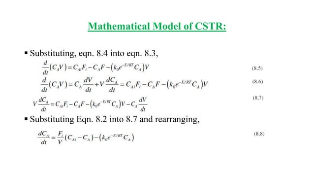 Mathematical Modeling Of Continuous Stirred Tank Reactor Systems Cstr