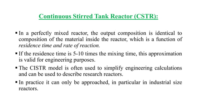 Mathematical Modeling Of Continuous Stirred Tank Reactor Systems Cstr