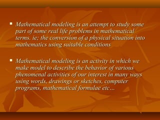 Mathematical modelling | PPT