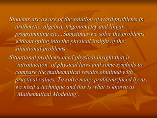 Mathematical modelling | PPT