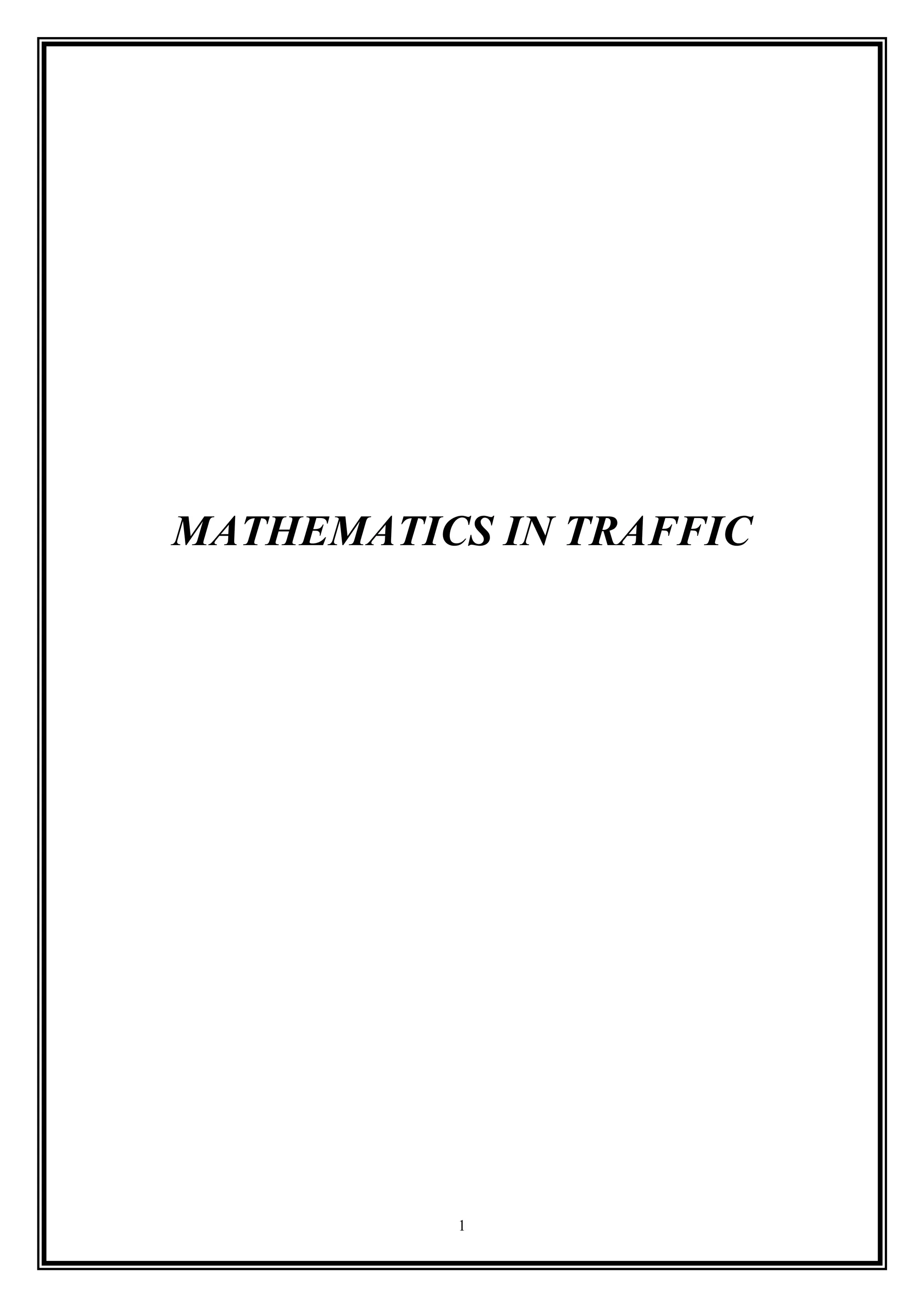 Mathematical modellingintrafficflows (1) | PDF