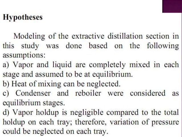 Mathematical Modelling Of Extractive Distillation Pptx