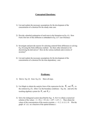 Mathematical models for a chemical reactor | PDF | Chemistry | Science