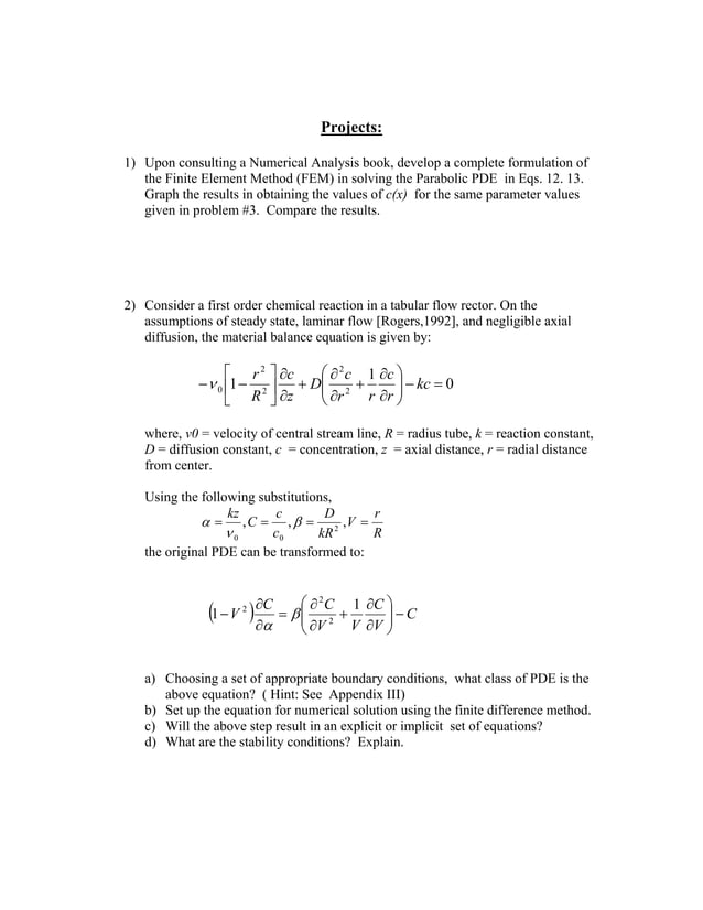 Mathematical models for a chemical reactor | PDF | Chemistry | Science