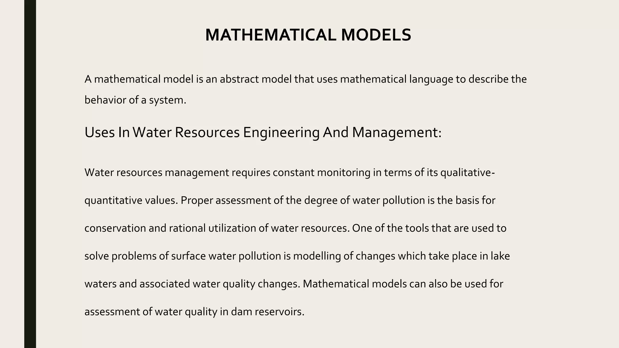 Mathematical models & water resource management | PPT
