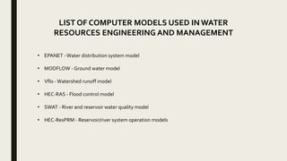 Mathematical models & water resource management | PPTX