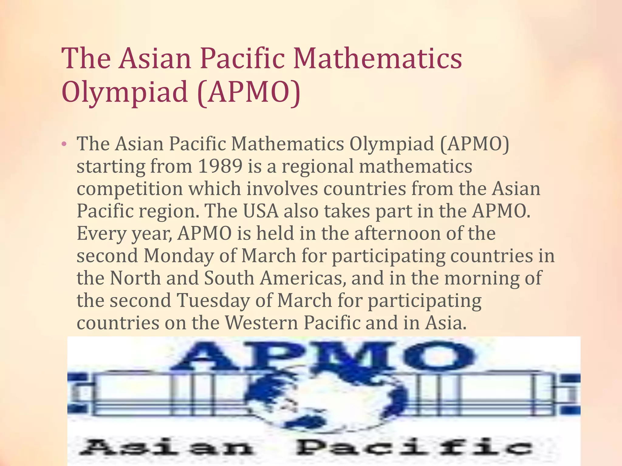 Mathematical olympiads throughout the world | PPTX