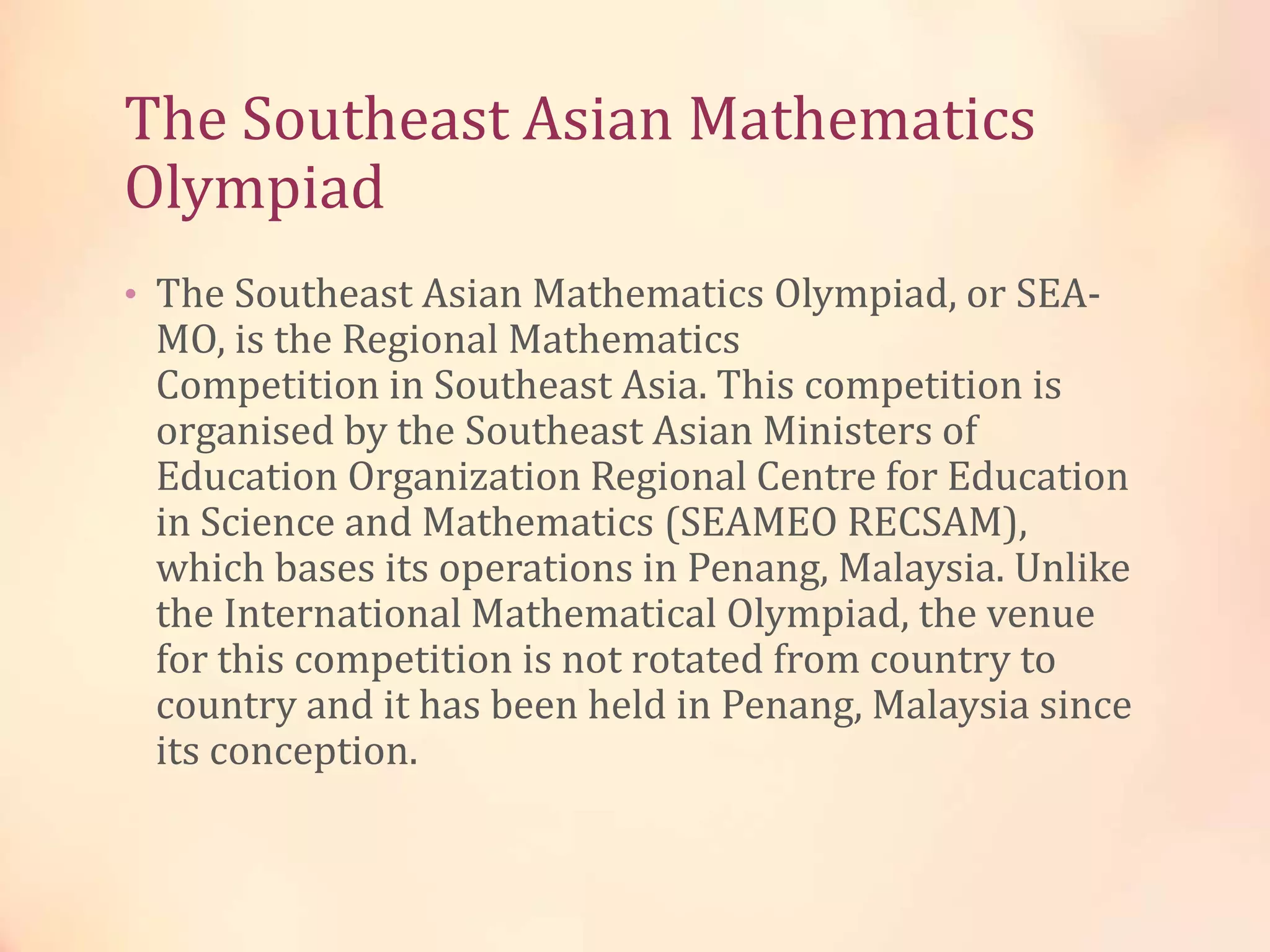 Mathematical olympiads throughout the world | PPTX