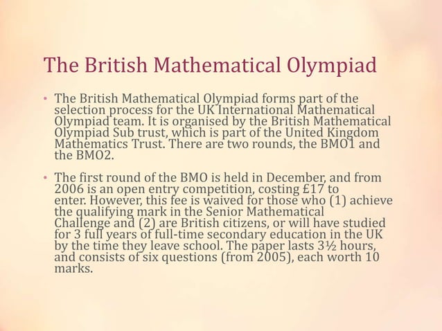 Mathematical olympiads throughout the world | PPTX | Secondary ...