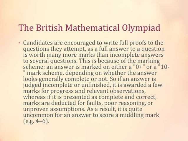 Mathematical olympiads throughout the world | PPTX | Secondary Education | Education