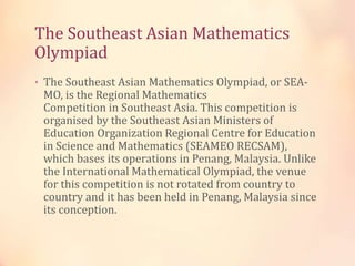 Mathematical olympiads throughout the world | PPTX