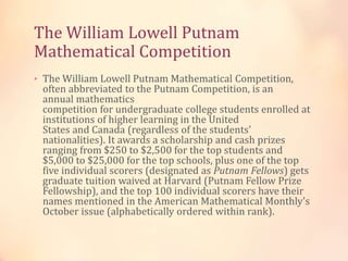 Mathematical olympiads throughout the world | PPTX