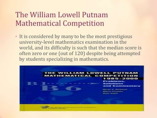 Mathematical olympiads throughout the world | PPTX