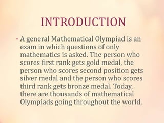 Mathematical olympiads throughout the world | PPTX