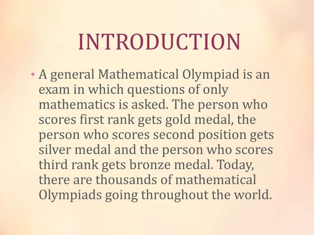 Mathematical olympiads throughout the world | PPTX | Secondary ...