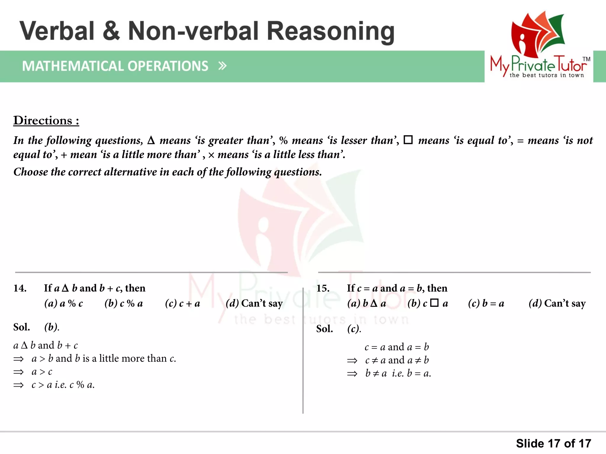Mathematical Operations Reasoning Questions | PPT
