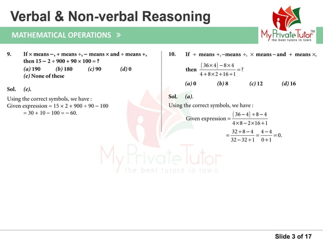 Mathematical Operations Reasoning Questions | PPT