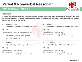 Mathematical Operations Reasoning Questions | PPT