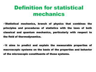 Mathematical physics and statistical mechanics | PPT
