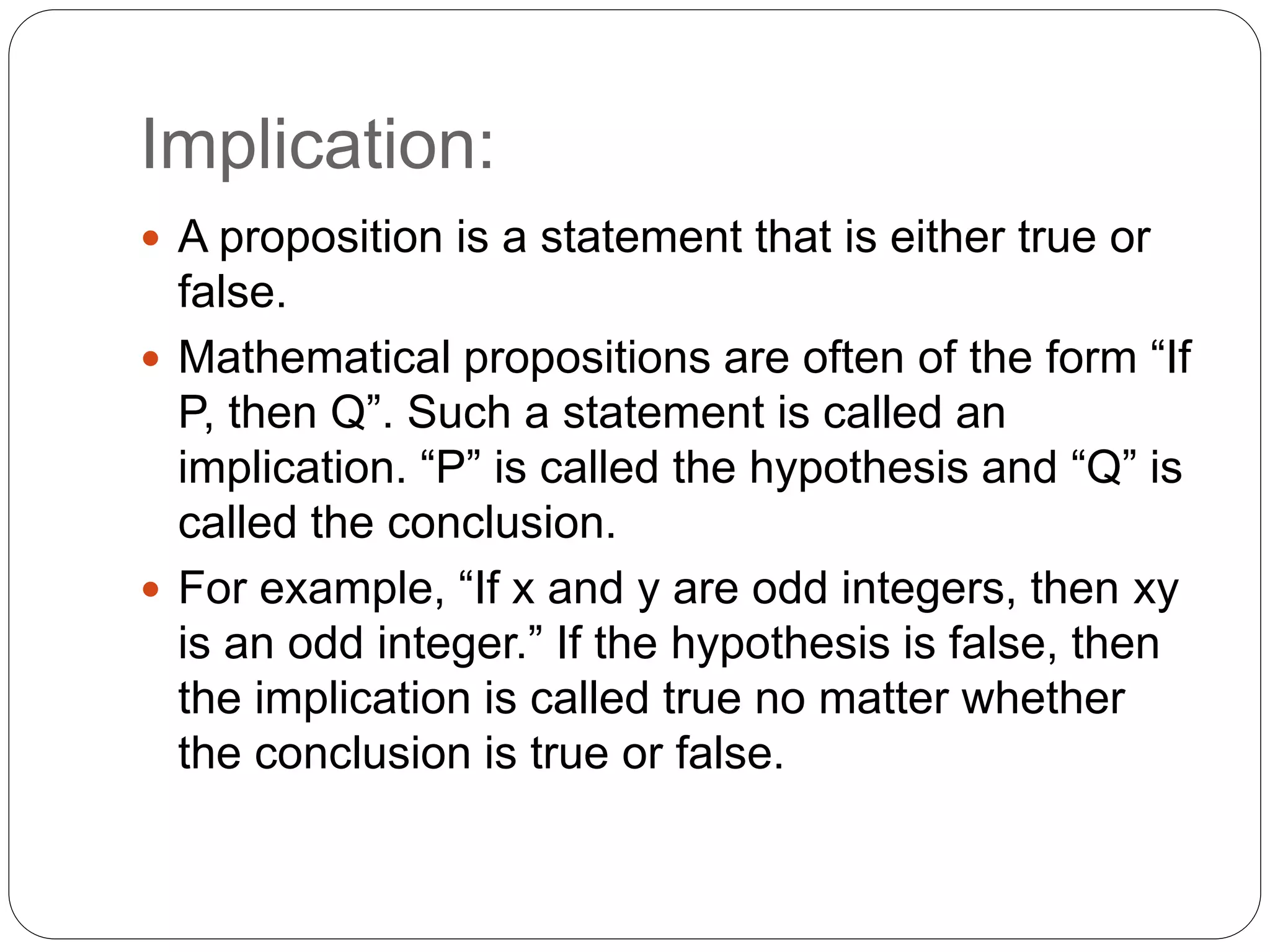 Mathematical prepositions implications | PPT