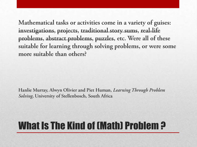 Mathematical problem solving | PPTX | Educational Assessment | Education