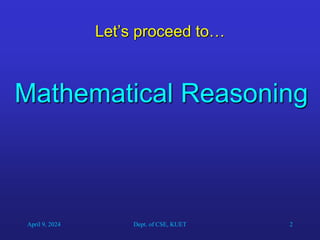 Mathematical Reasoning in Discrete Mathmatics.pptx | Programming Languages | Computing