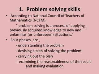 Mathematical skills | PPTX