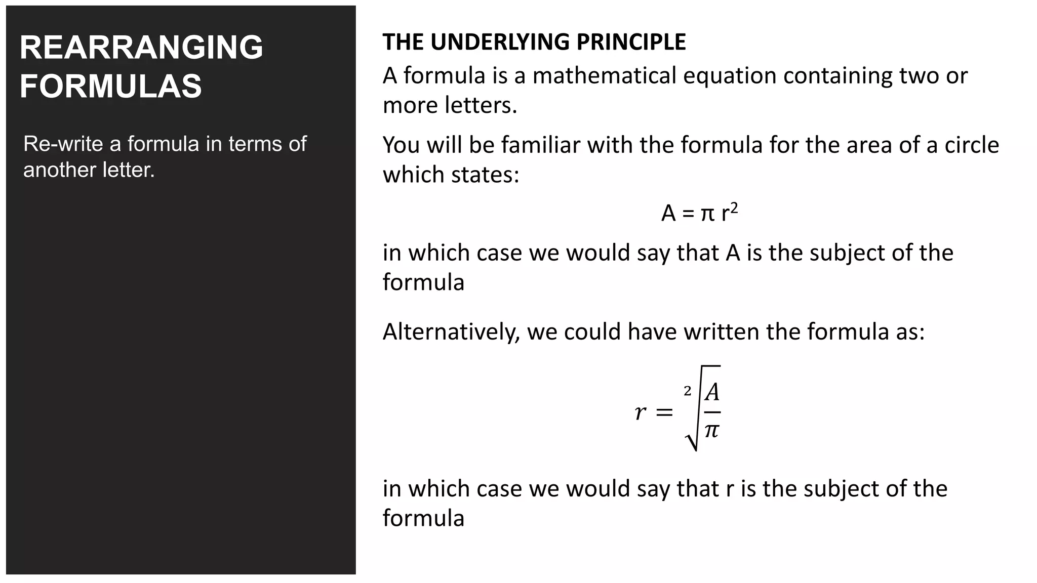 Mathematical skills II - Rearranging Equations | PPTX