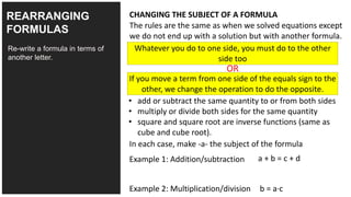 Mathematical skills II - Rearranging Equations | PPTX